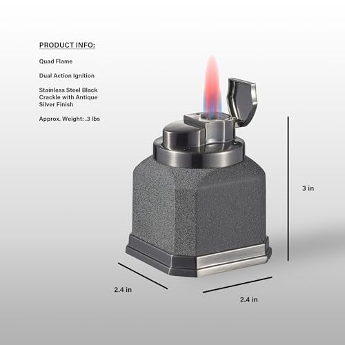 Visol Redferno Torch Lighter Quad Flame Refillable Gas Butane Lighter ...