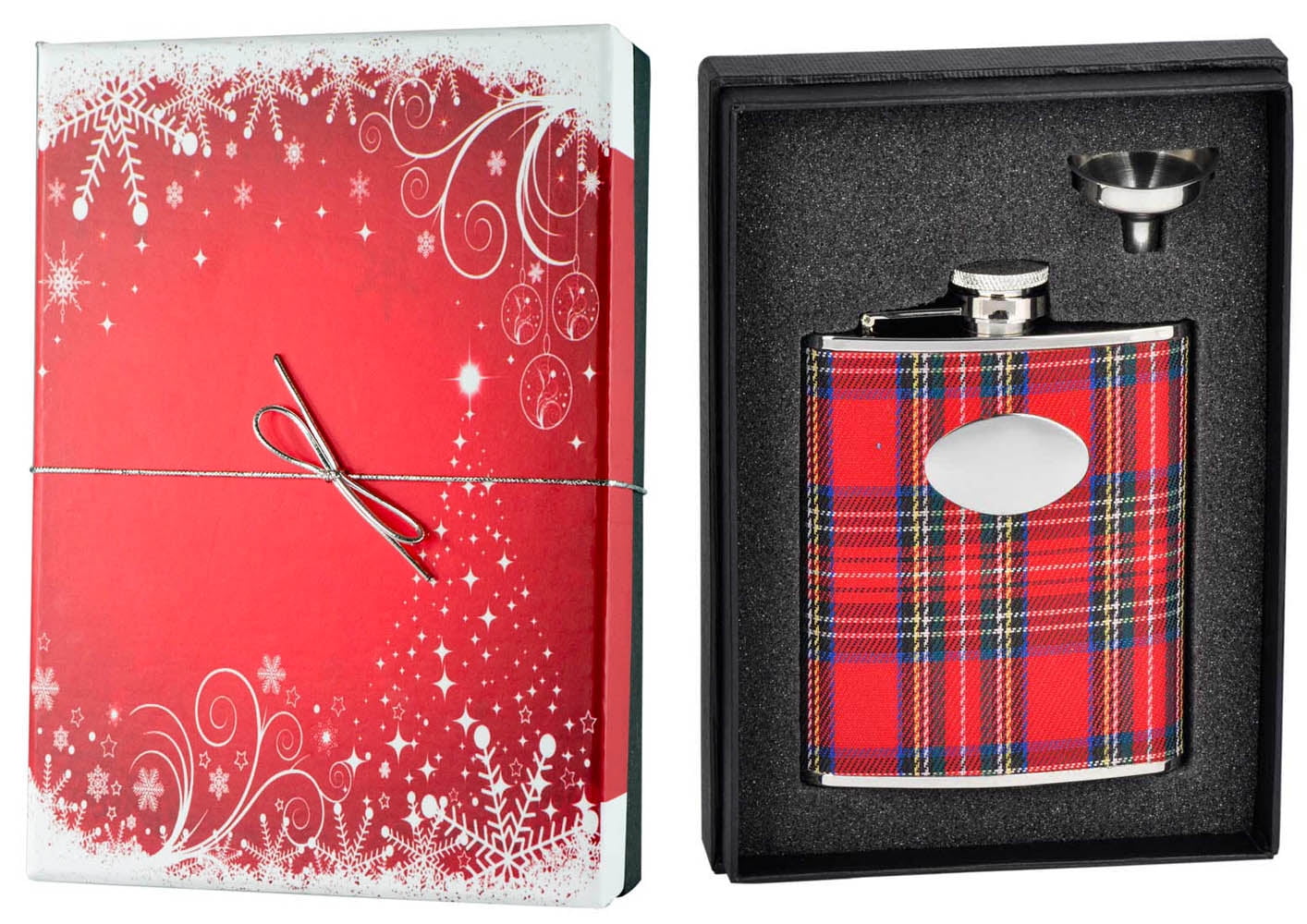 Visol Products Scrooge Red Holiday Essential Plaid Wrapped Liquor Flask ...