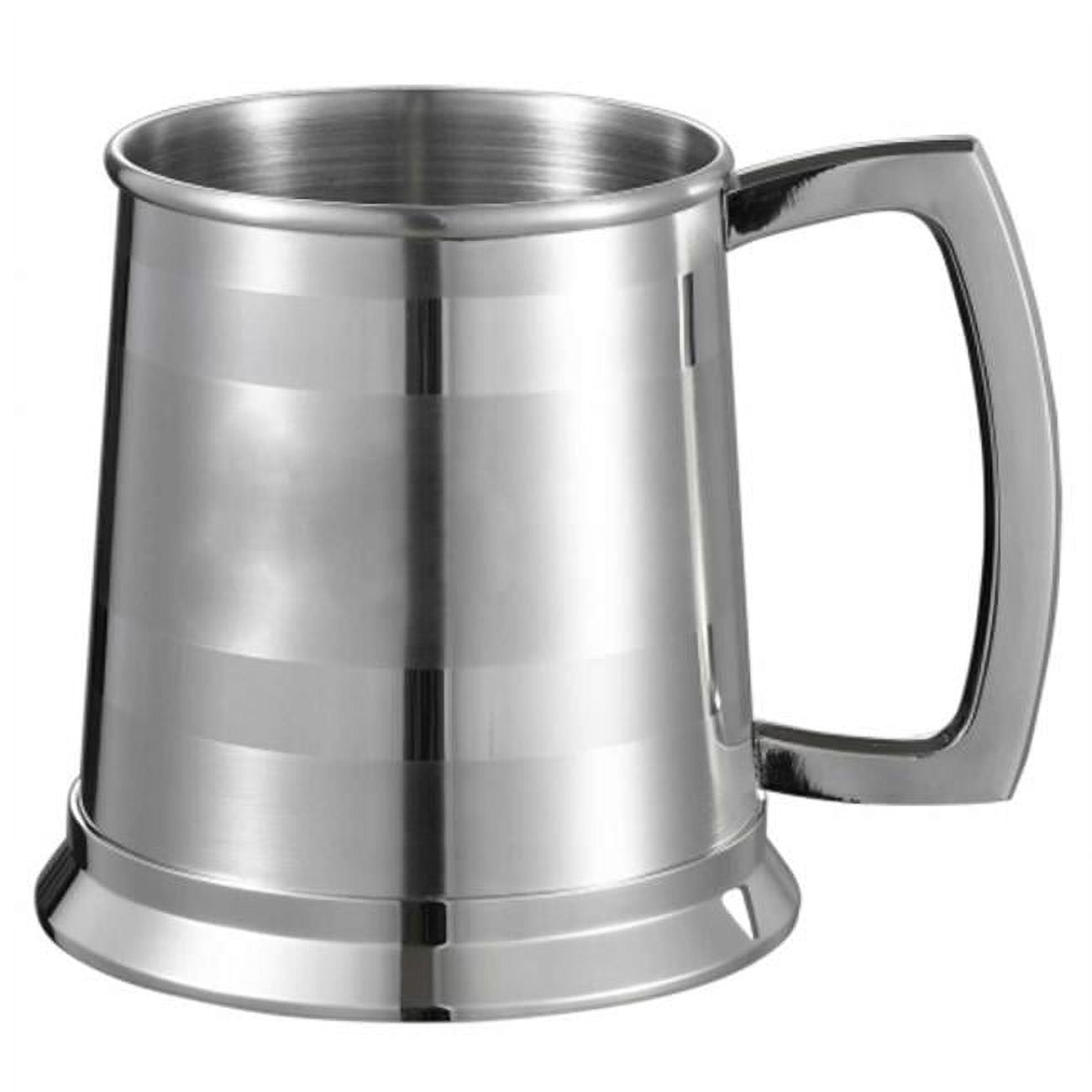 Visol VAC695 Dual Polished Stripes on Satin 16 oz Beer Mug with Steel ...