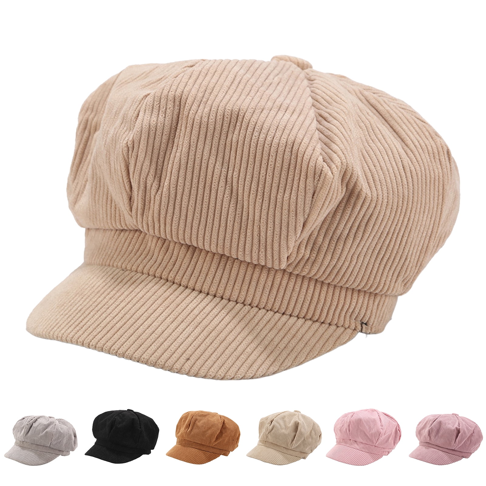Visor Beret Cap Solid Color Retro British Style Peaked 8 Panel Cold ...