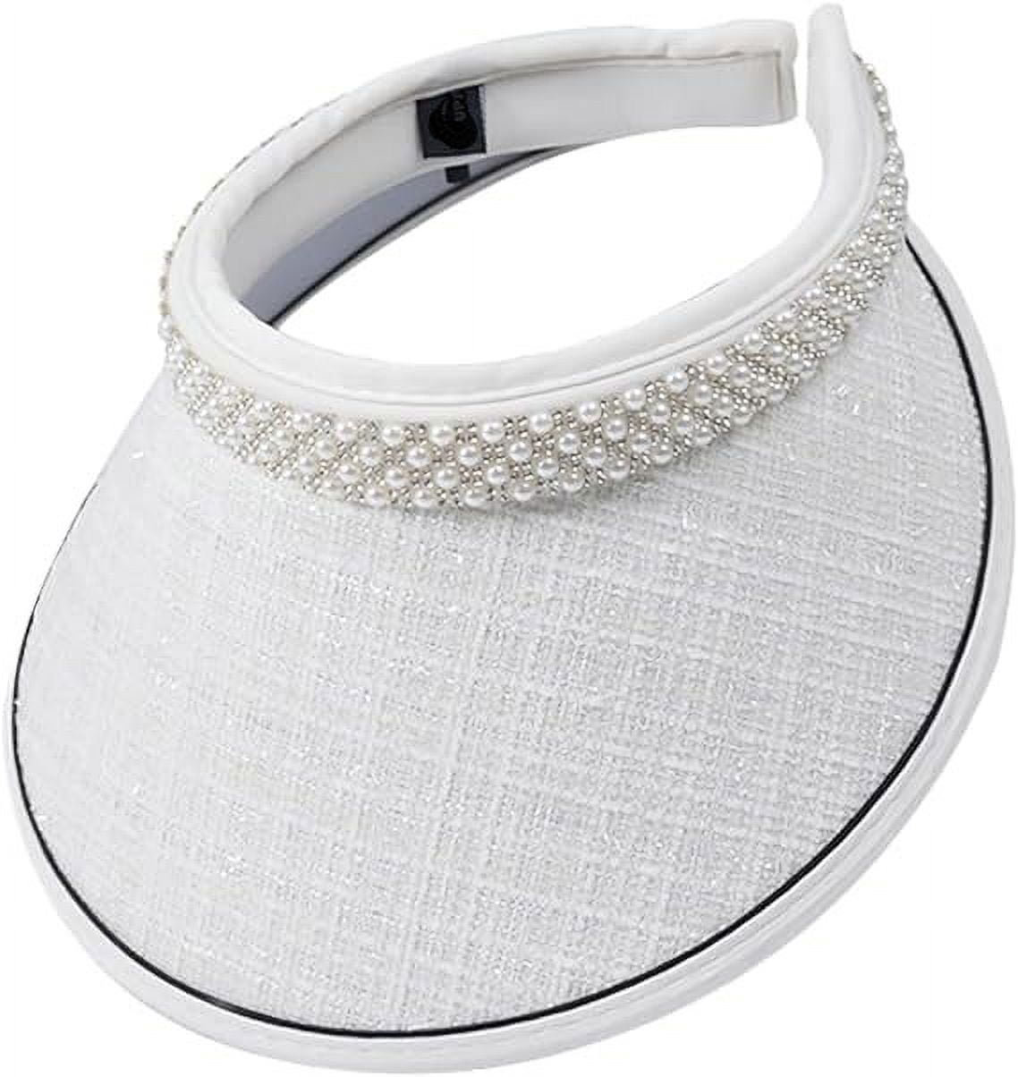 Visor Hats for Women, Summer Pearl Wide Brim Sun Hat Clip on UPF 50+ UV ...