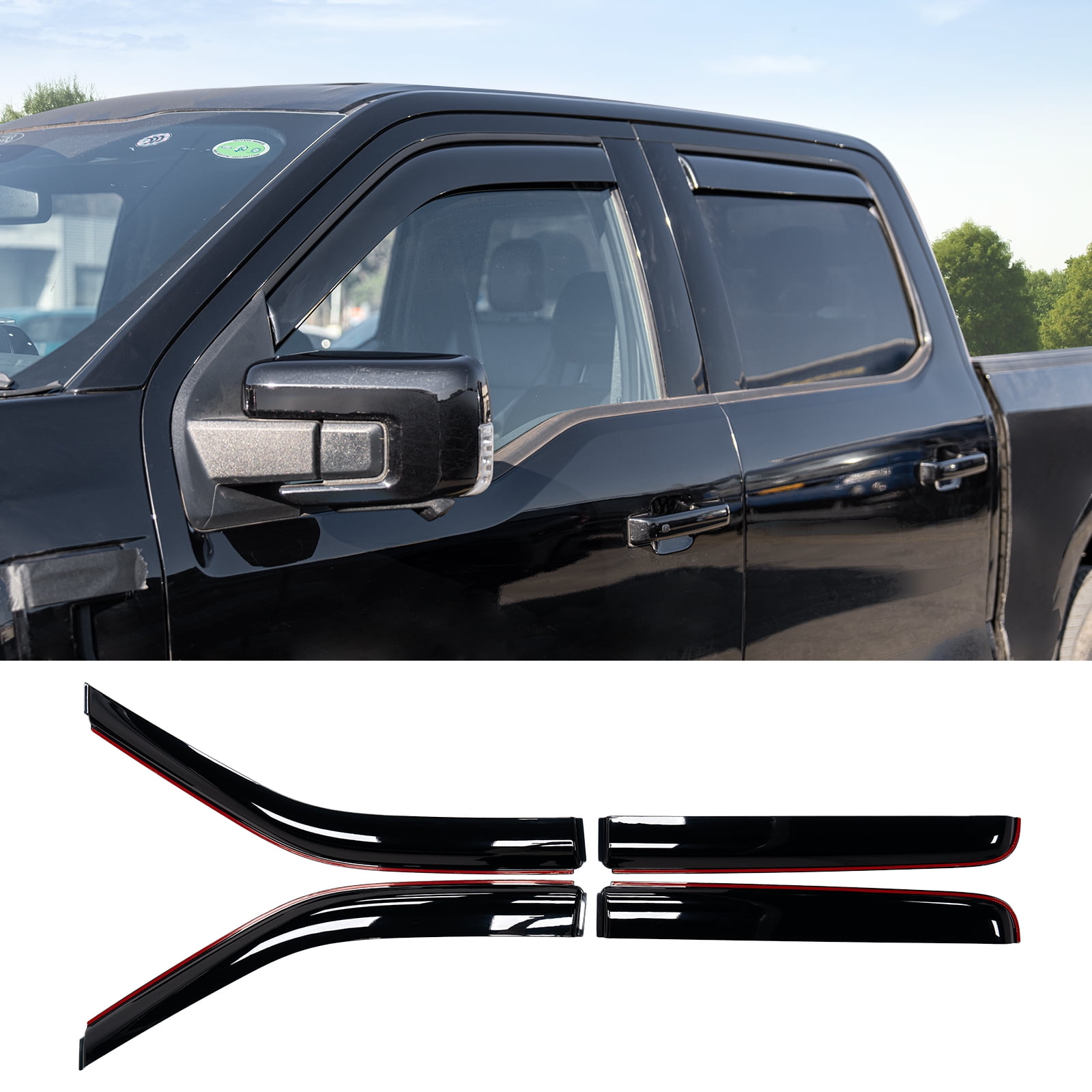 Visor Rain Guards 2022-2025 Ford Maverick Front and Rear in-Channel ...