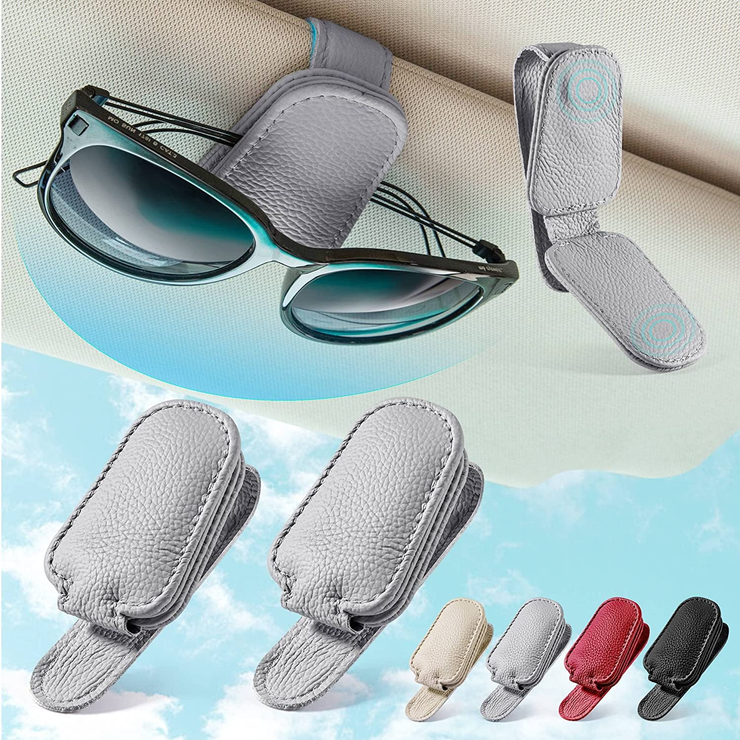 Visor Sunglass Holder for Car 2 Pack, Car Sunglass Holder Clip for ...
