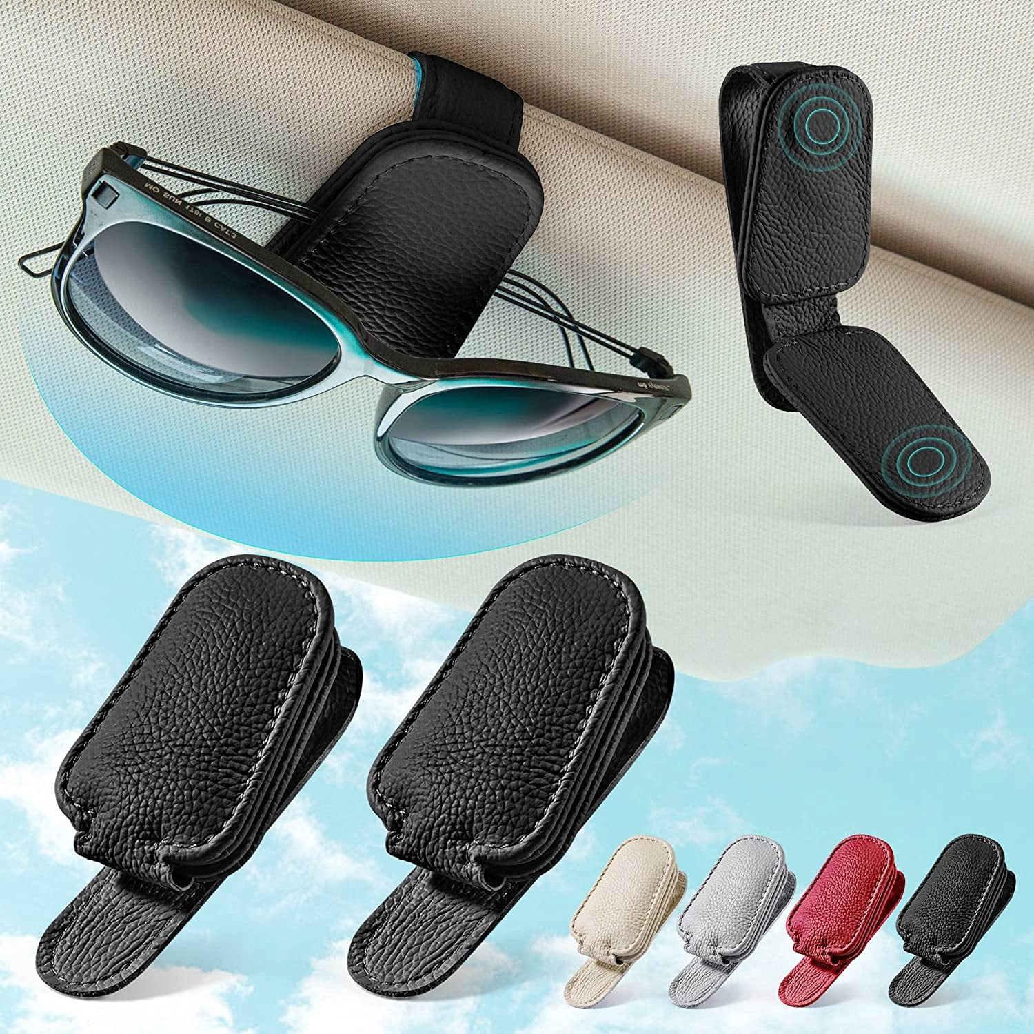 Visor Sunglass Holder for Car 2 Pack, Car Sunglass Holder Clip for ...