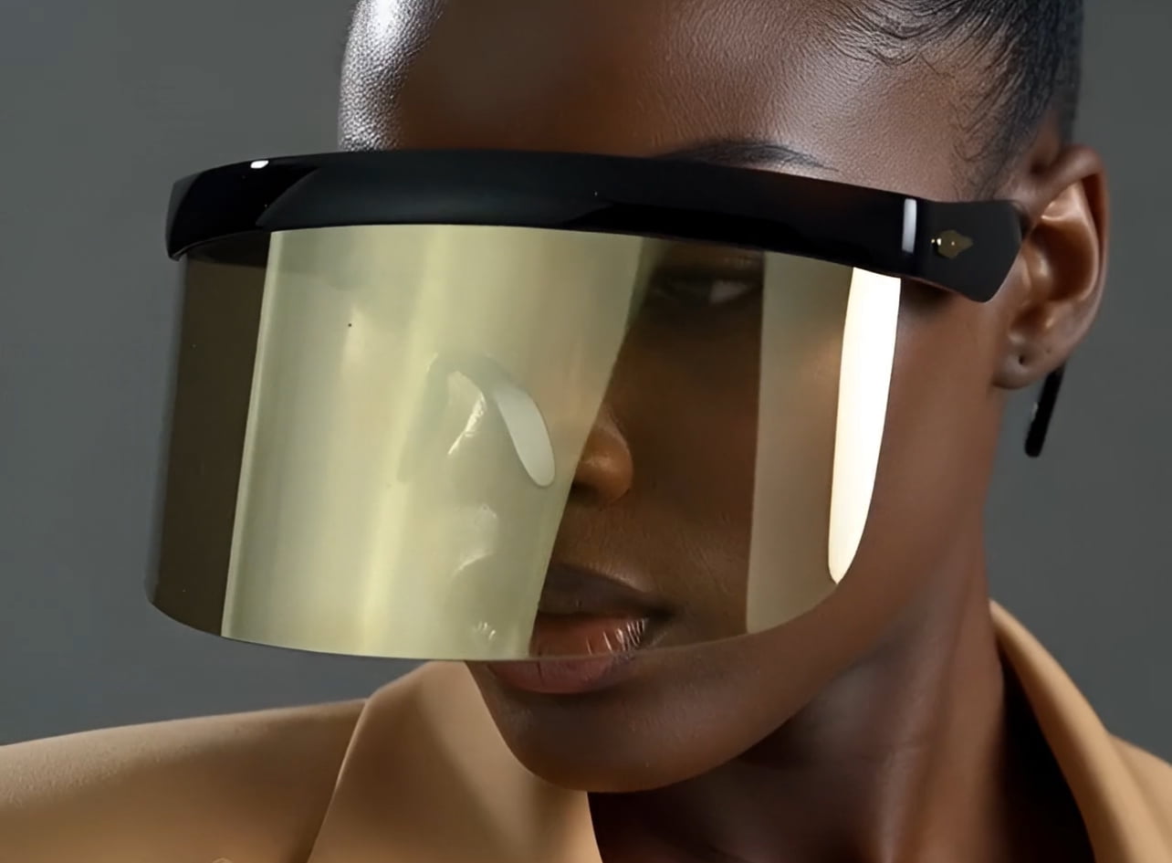 Visor Sunglasses for Men and Women, Futuristic Face Shield Glasses Gold ...