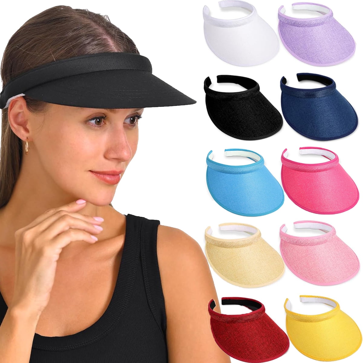 Dalrosia Visor Women Men Sun Hat Clip On Visors Adjustable Sport Wide Brim Cap - Walmart.com