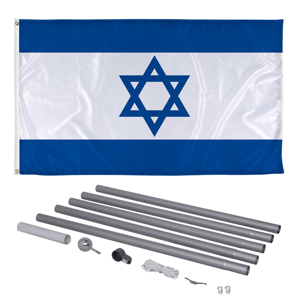Vispronet 3ft x 5ft Israel Flag, Indoor/Outdoor Israeli Flag with 20ft ...