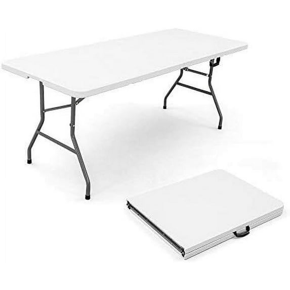 Vispronet 6ft Folding Table – White Resin Multipurpose Rectangle Table for Parties and Family ...
