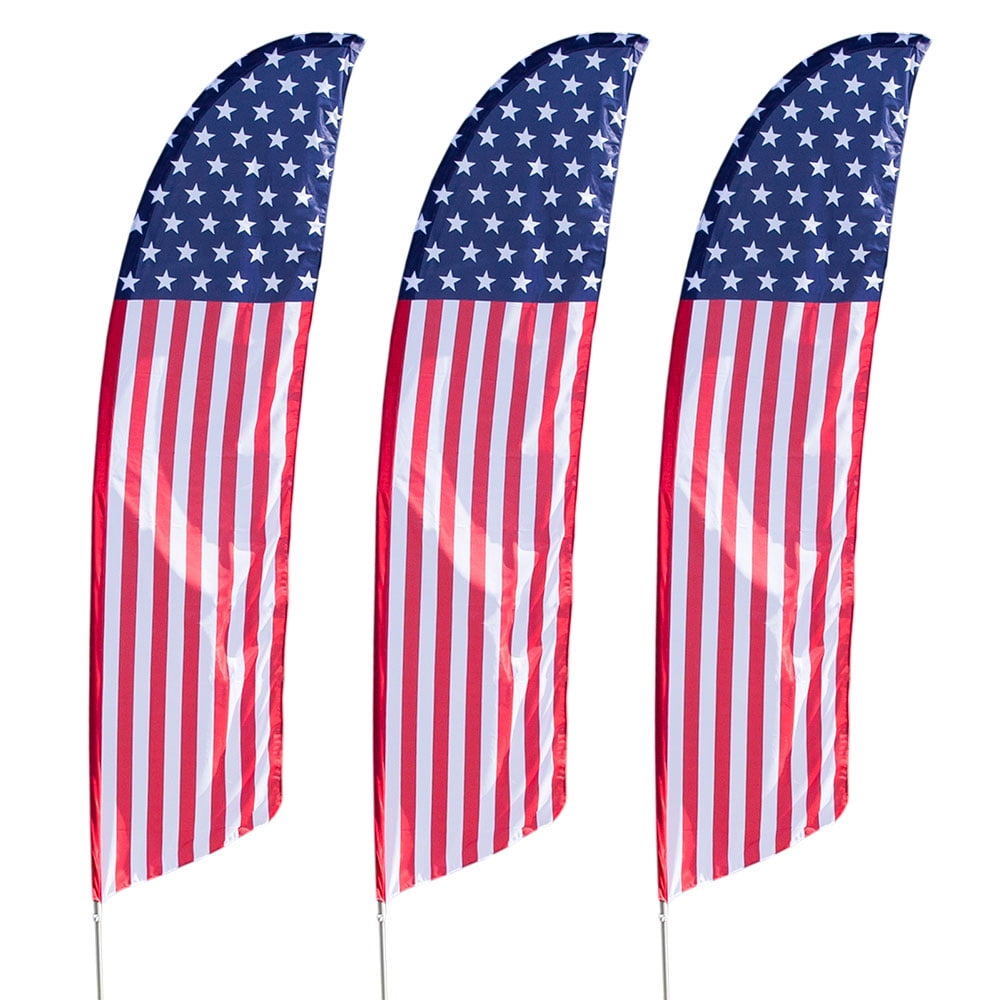 Vispronet American Feather Flag 3-Pack, Swooper Flag Pole Kit with (3 ...