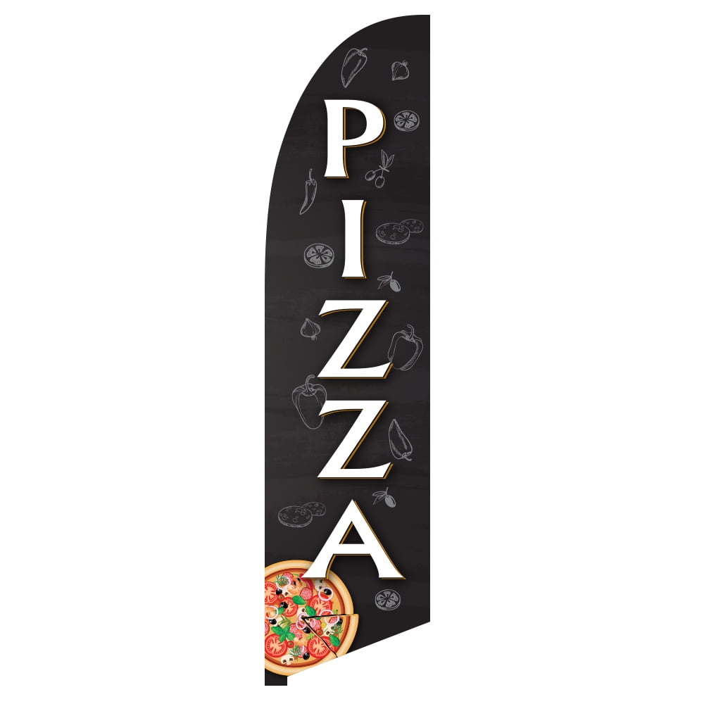 Vispronet Black Pizza Feather Flag - Made from Tear-Resistant Knitted ...
