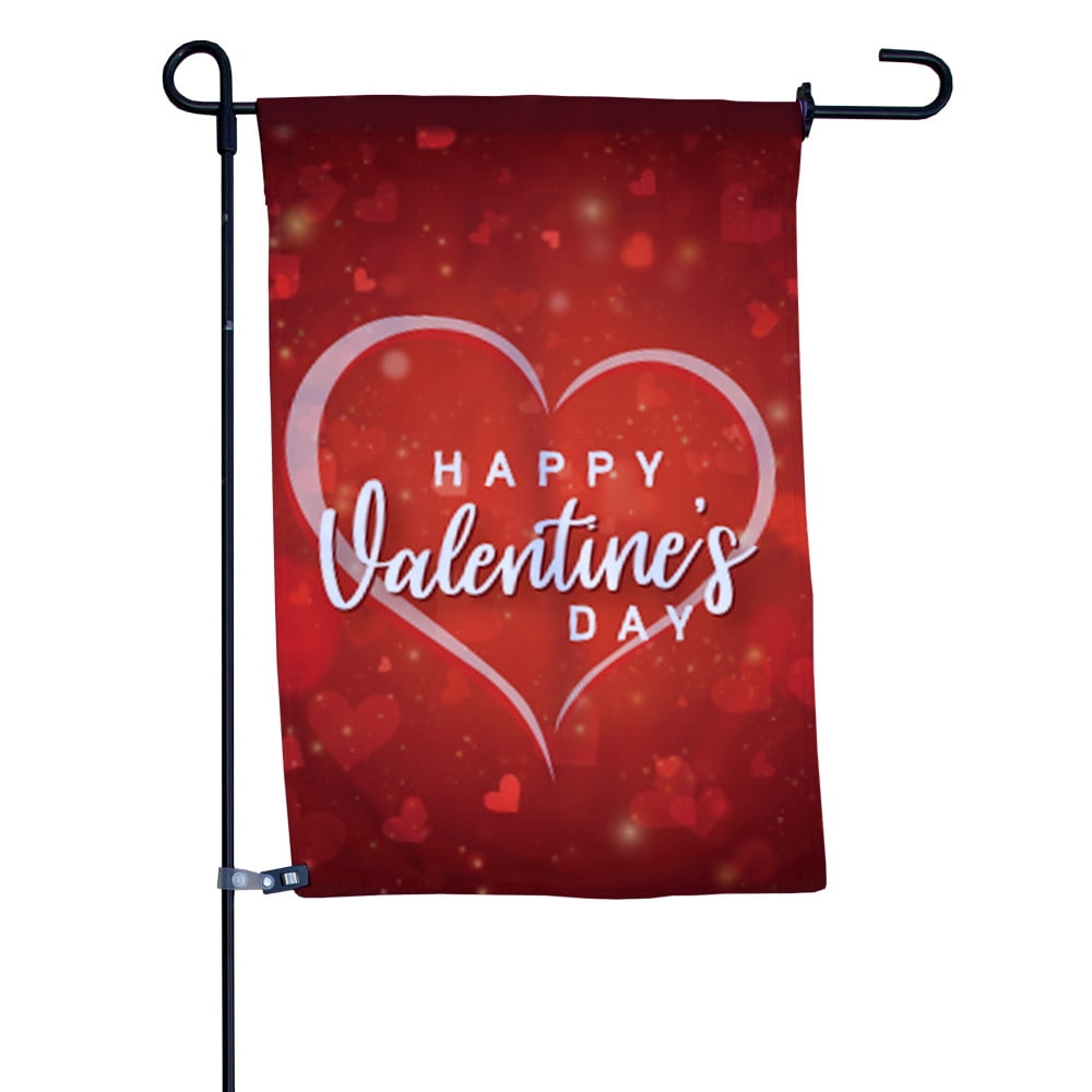 Vispronet Happy Valentines Day Garden Flag, 12in x 18in, 36in Flagpole ...
