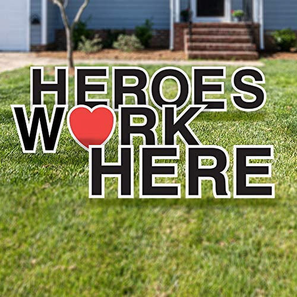 Vispronet Heroes Work Here Yard Sign, 18in Yard Letters with Stakes ...
