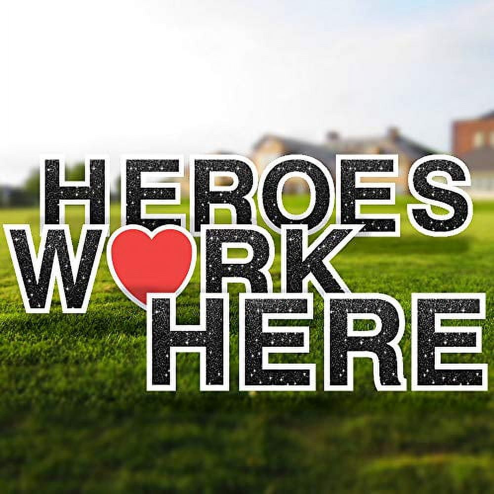 Vispronet Heroes Work Here Yard Signs with Stakes – Large Easily ...