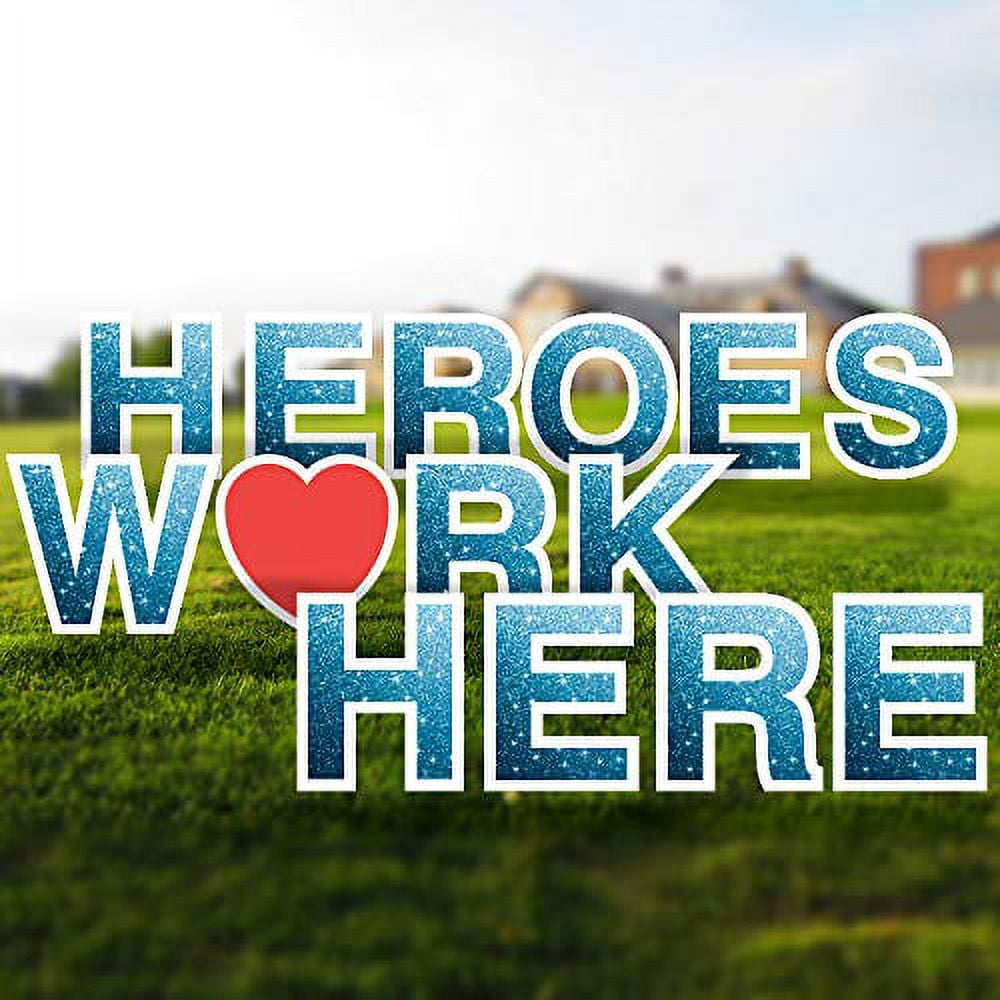 Vispronet Heroes Work Here Yard Signs with Stakes – Large Easily ...