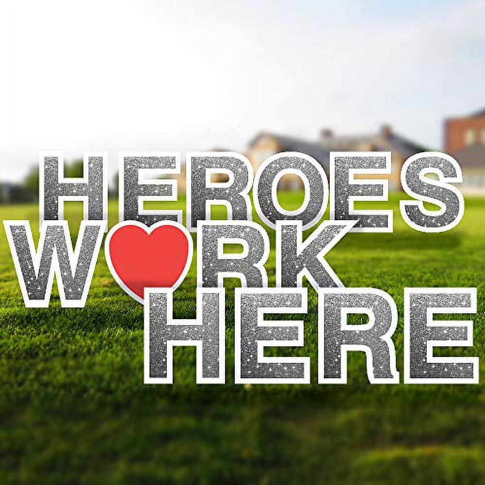 Vispronet Heroes Work Here Yard Signs with Stakes – Large Easily ...