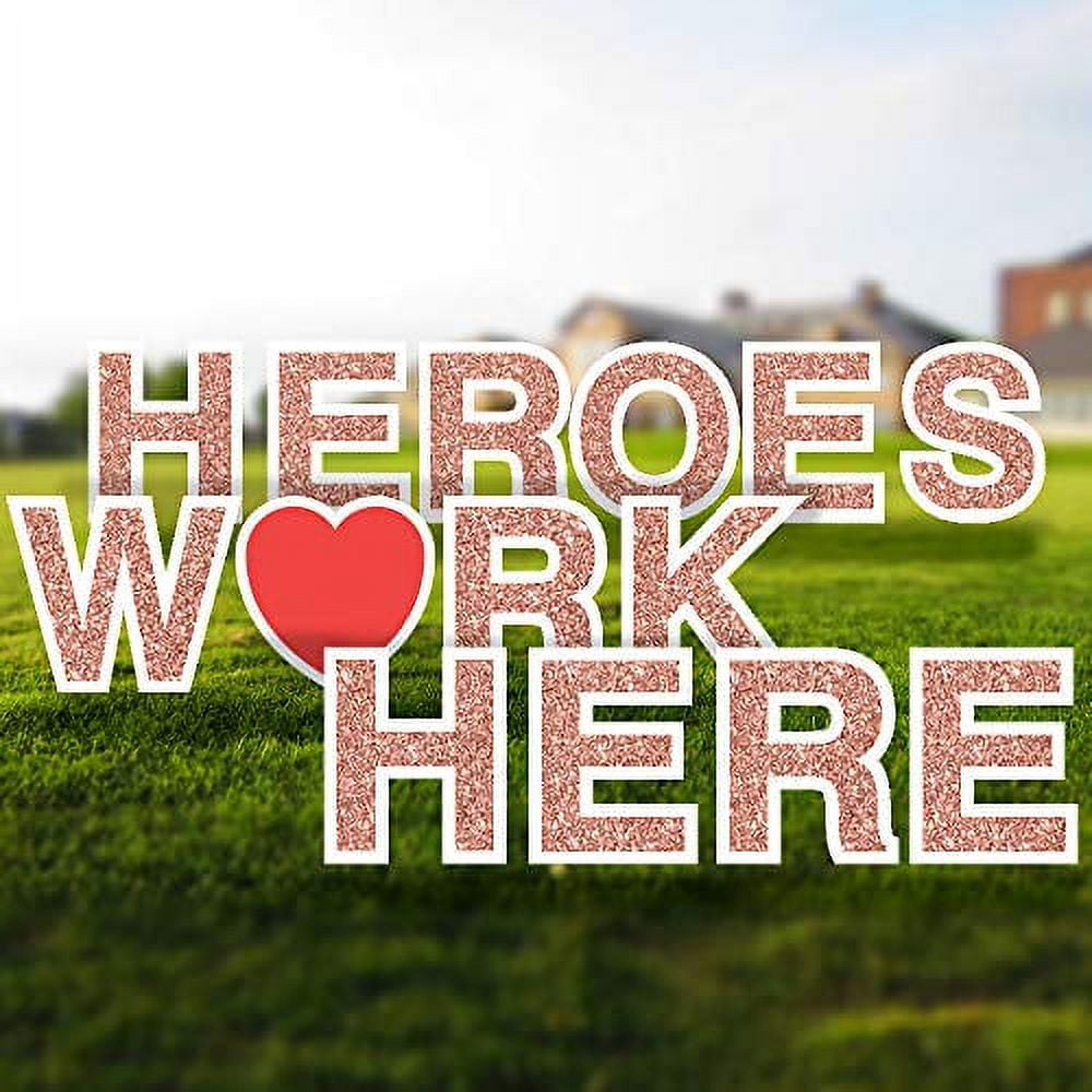 Vispronet Heroes Work Here Yard Signs with Stakes – Large Easily ...