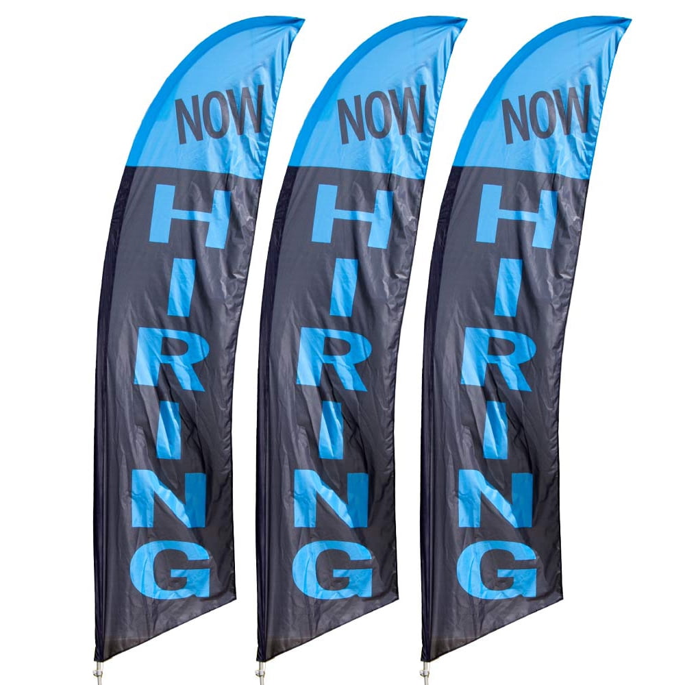 Vispronet Now Hiring Feather Flag 3 Pack, 13.5ft, Light Blue and Black ...
