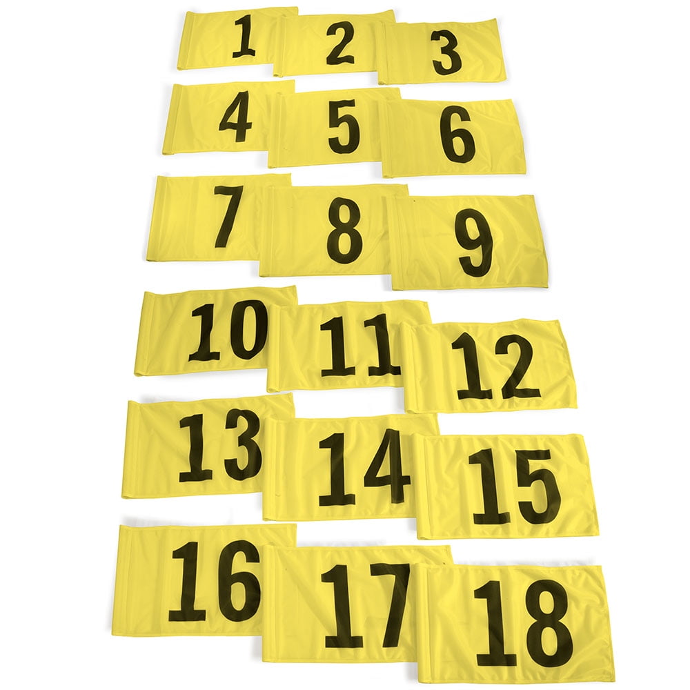 Vispronet Numbered Golf Flags, 20in x 14in, Yellow with Black Numbers 1-18 - Walmart.com