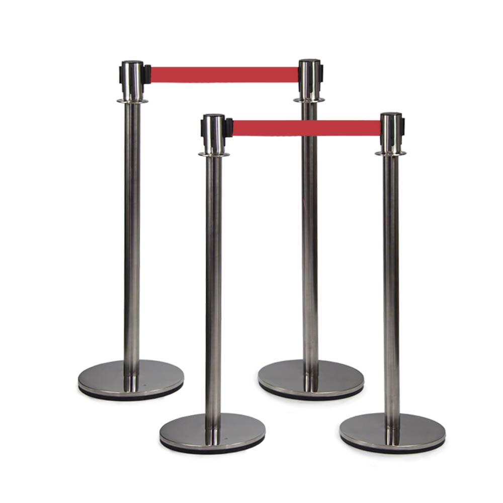 Vispronet Premium Belt Barrier, 4 Poles, 4 Red Belts, Crowd Control ...