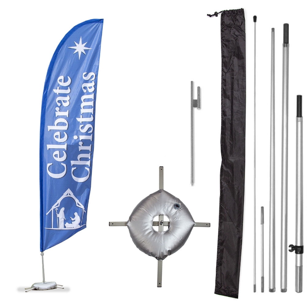 Vispronet Premium Celebrate Christmas Feather Flag Kit - Includes 13ft ...