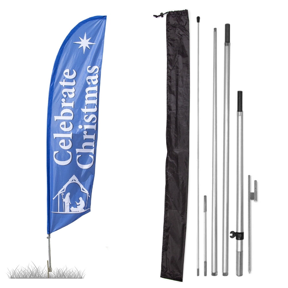 Vispronet Premium Celebrate Christmas Feather Flag Kit - Includes 13ft ...
