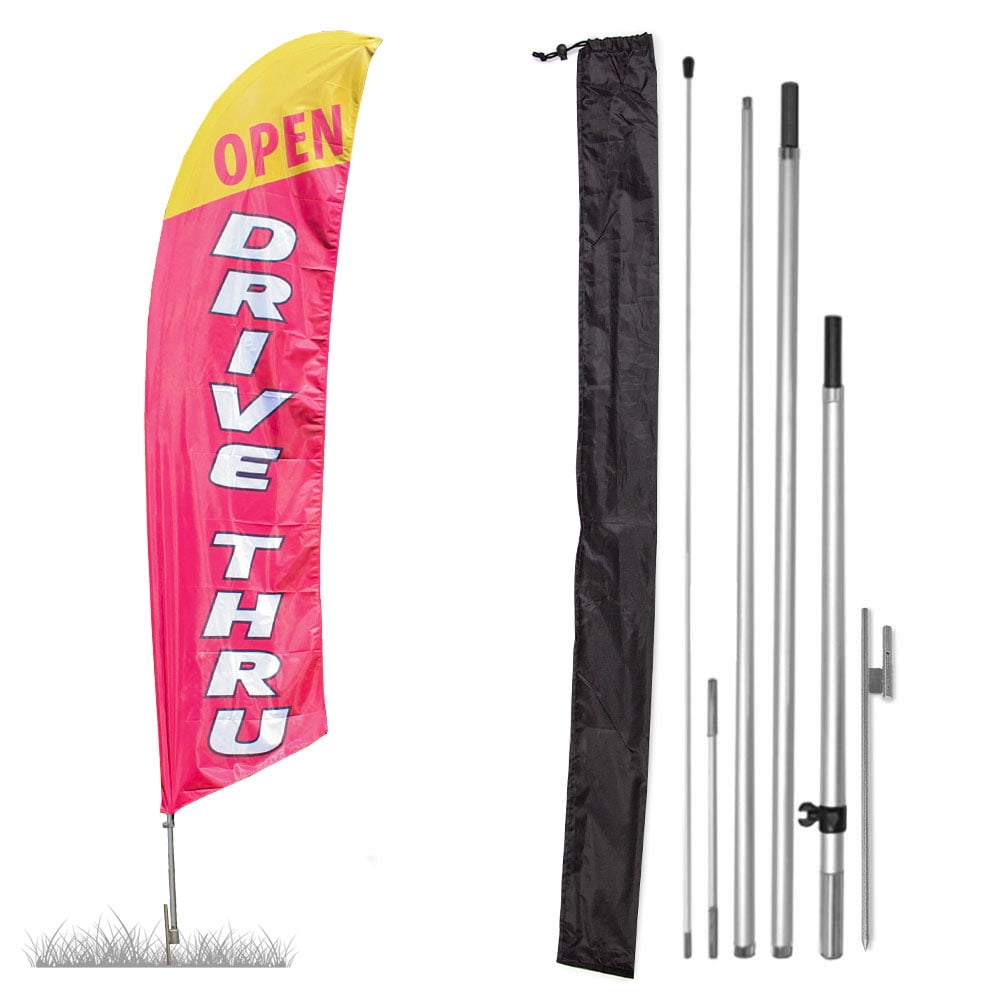 Vispronet Premium Drive Thru Feather Flag Kit – 13ft Pole Set, Ground ...