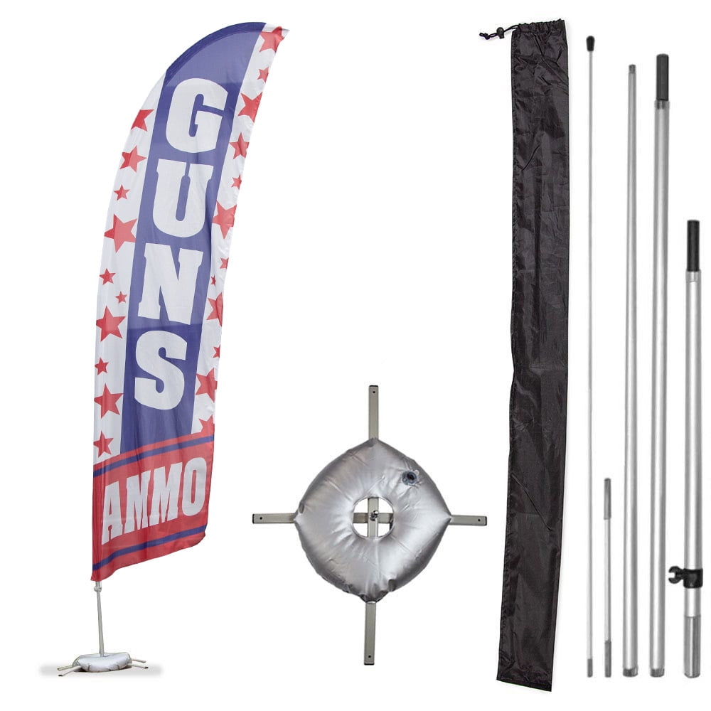 Vispronet Premium Guns & Ammo Feather Flag Kit, 13ft Flag, Flagpole Kit ...