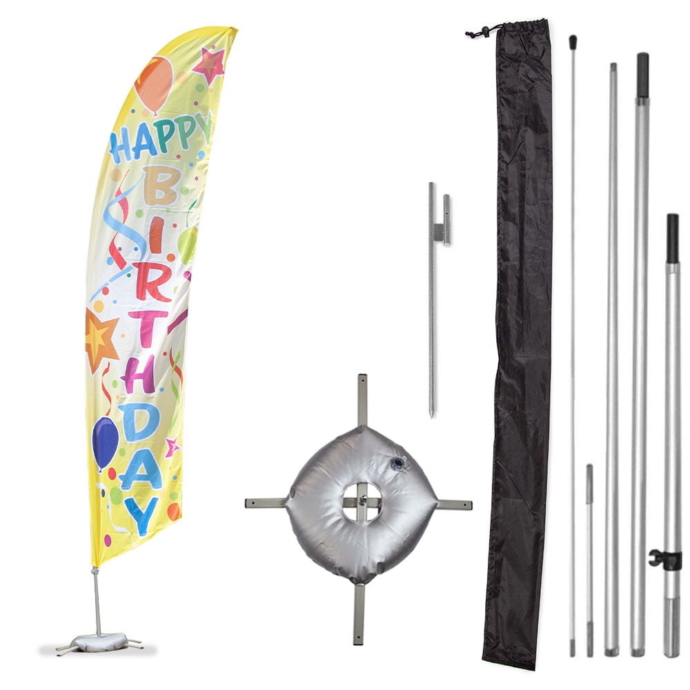 Vispronet Premium Happy Birthday Feather Flag Kit – 13ft Pole Set ...