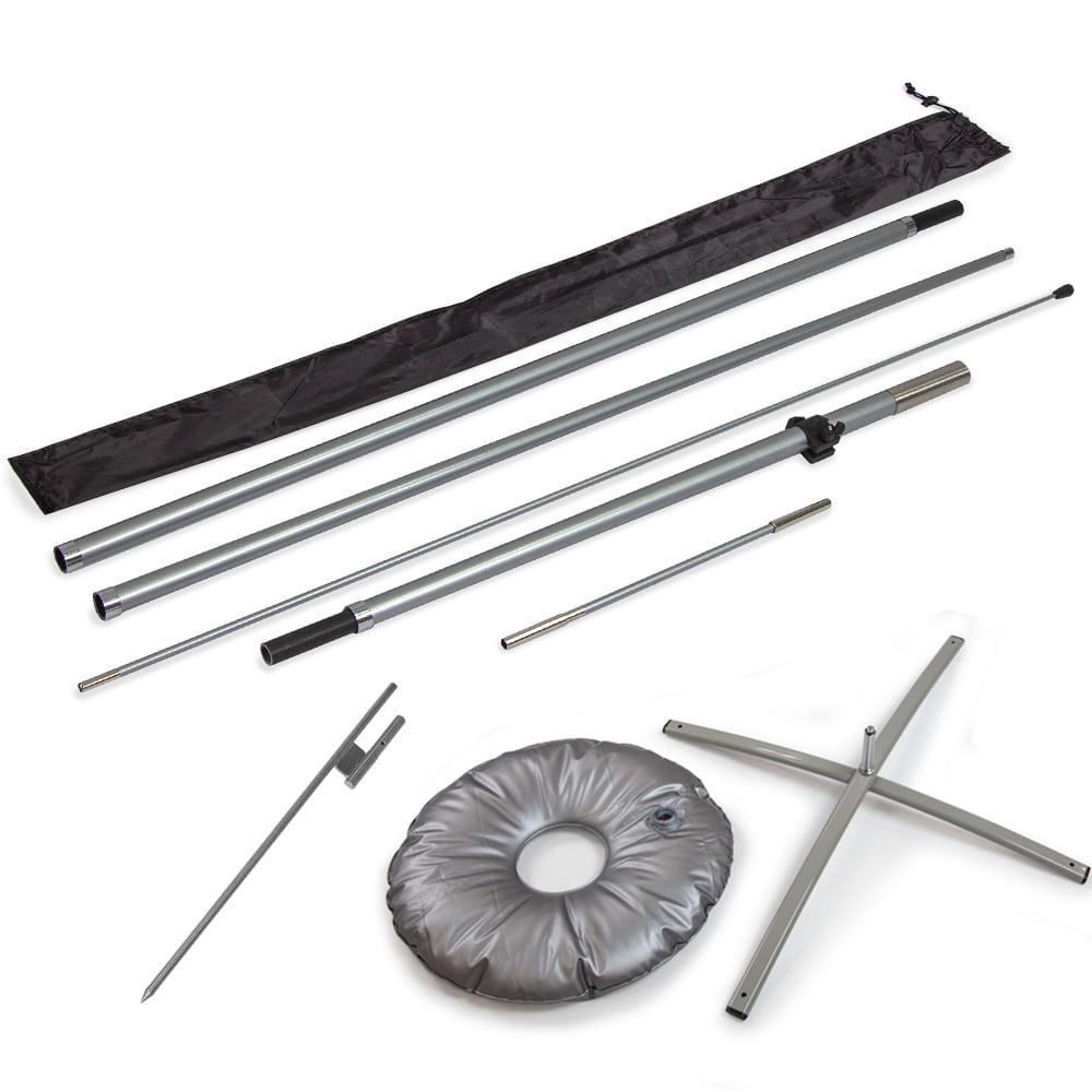 Vispronet Premium Large Feather Flag Pole Set, 5 Poles, Both Bases ...