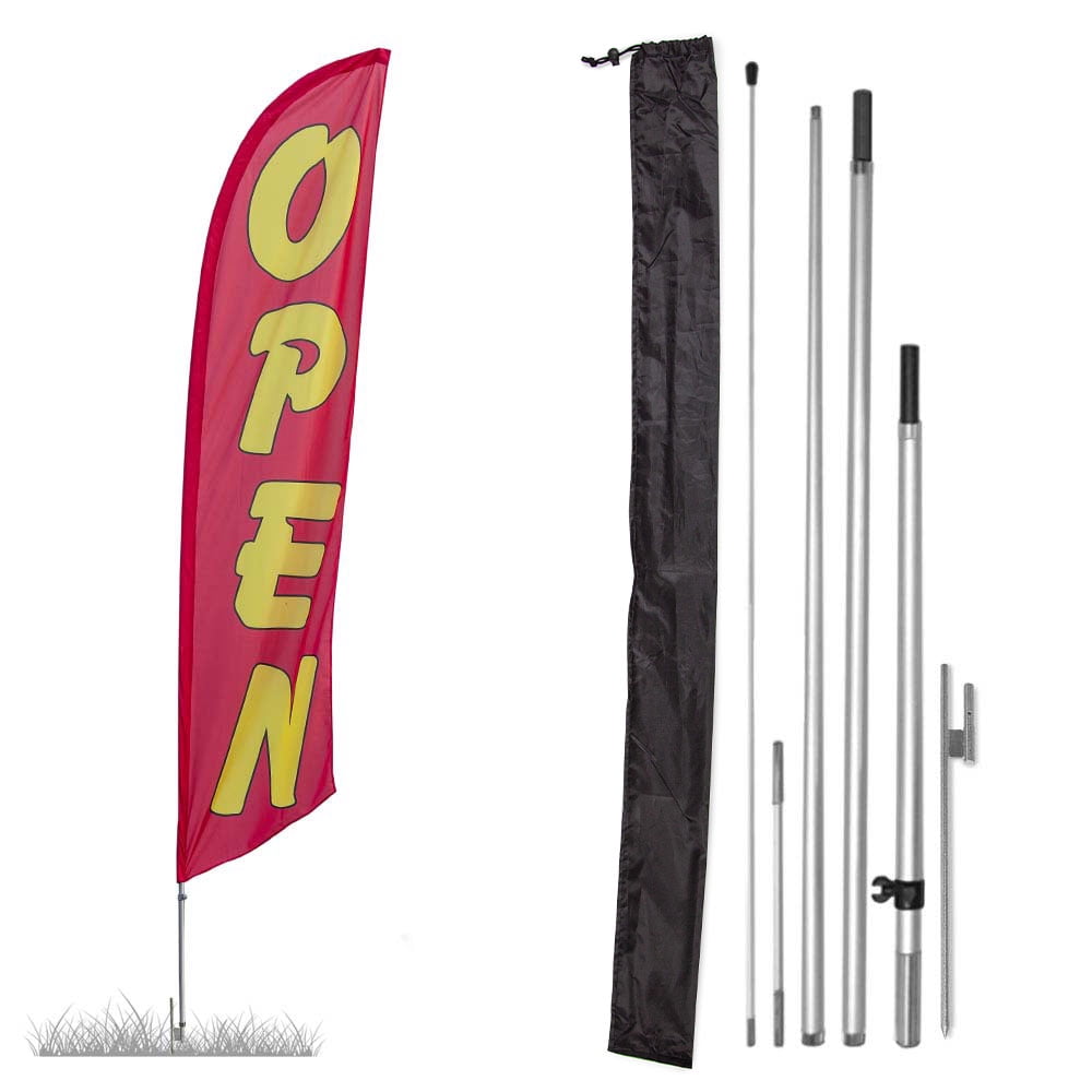 Vispronet Premium Open Flag, 13ft Pole Set, Ground Stake, Outdoor Use ...