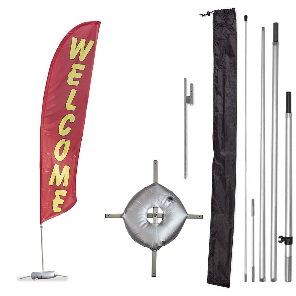 Vispronet Premium Welcome Feather Flag Kit, 13ft Red & Yellow Flag ...