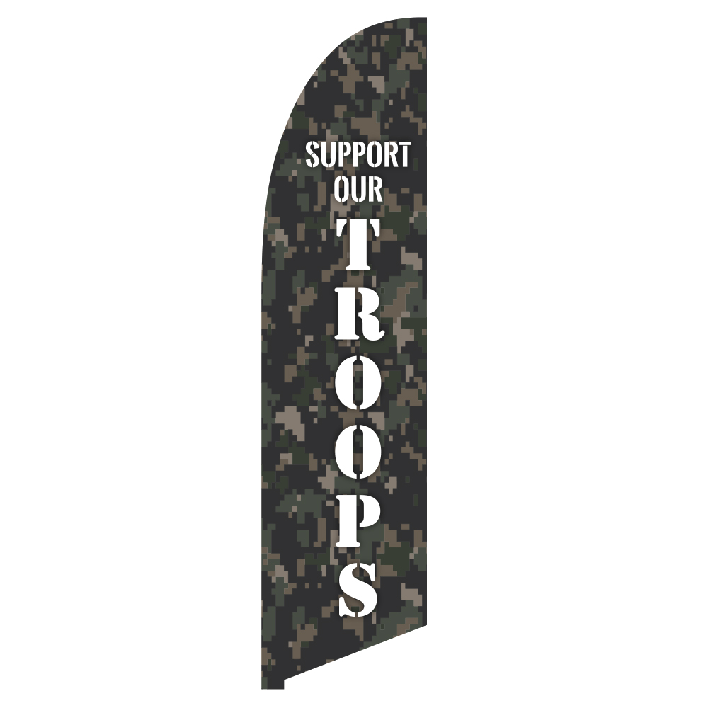 Vispronet Support Our Troops Camo Feather Flag, 2.6ft x 11.2ft, Flag ...