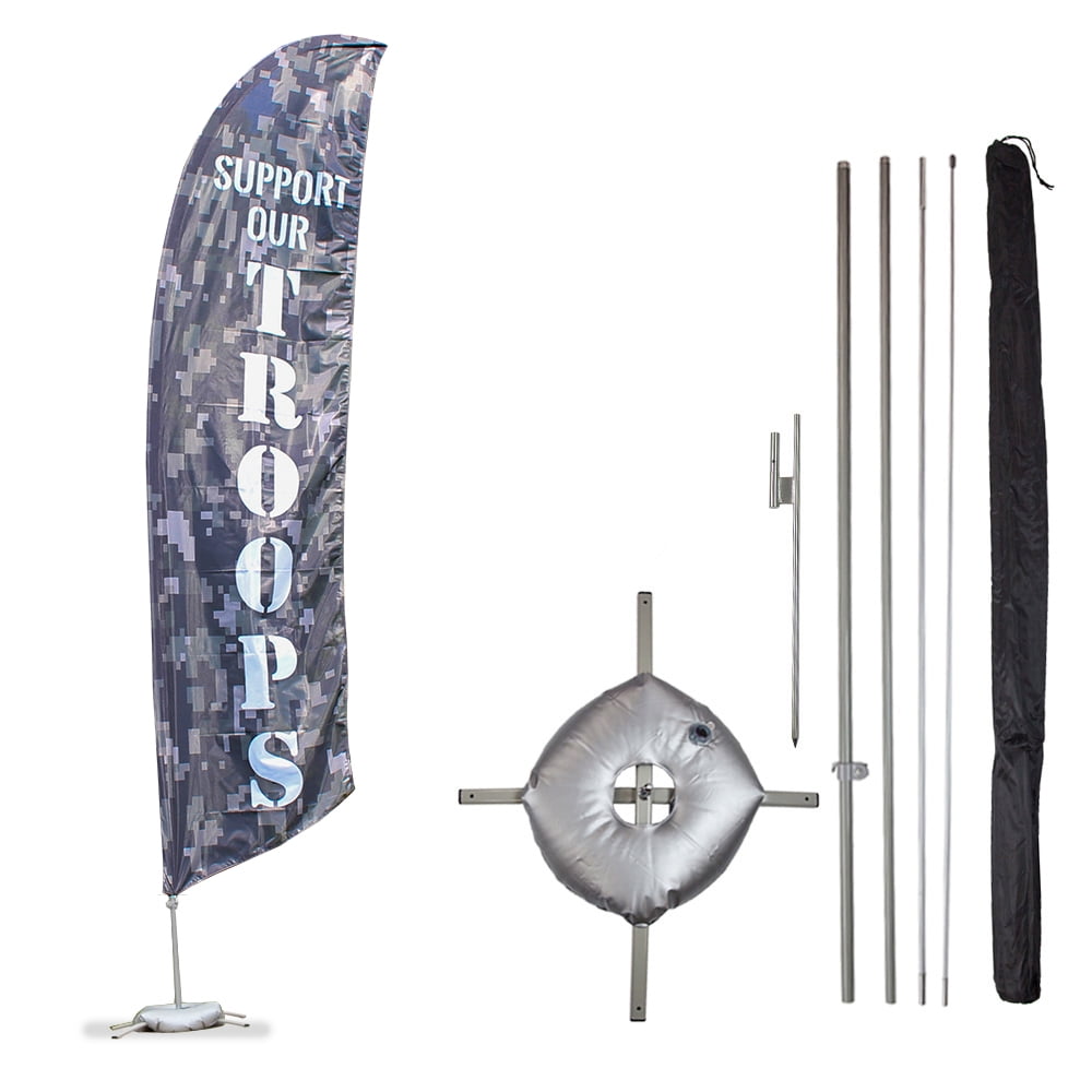Vispronet Support Our Troops Camo Feather Flag Kit, 13.5ft, Both Bases ...