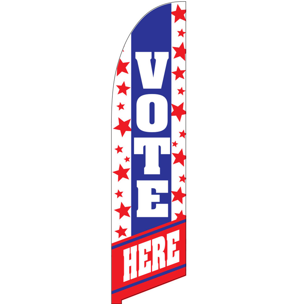 Vispronet Vote Here Feather Flag, 2.6ft x 11.2ft Red White & Blue Vote ...