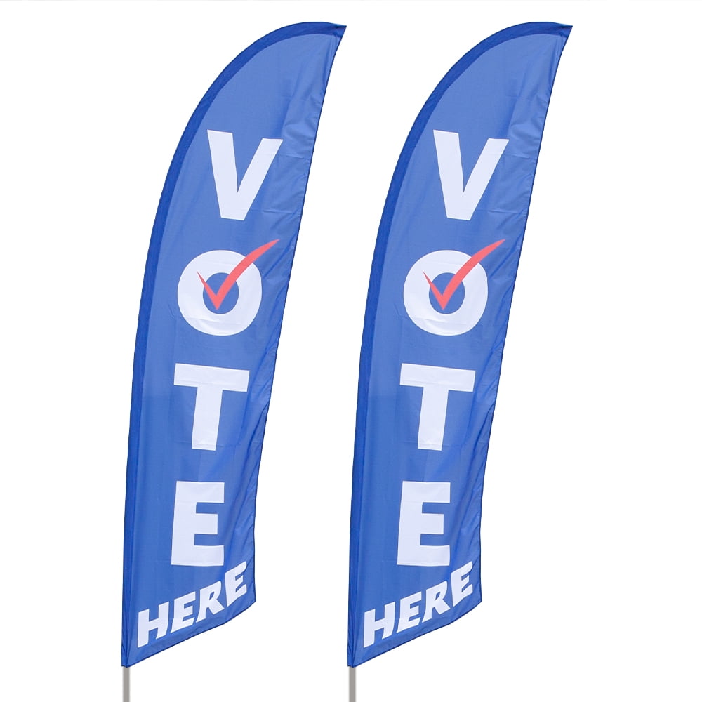 Vispronet Vote Here Feather Flag Kit 2 Pack Bundle, 13.5ft Voting Flag ...
