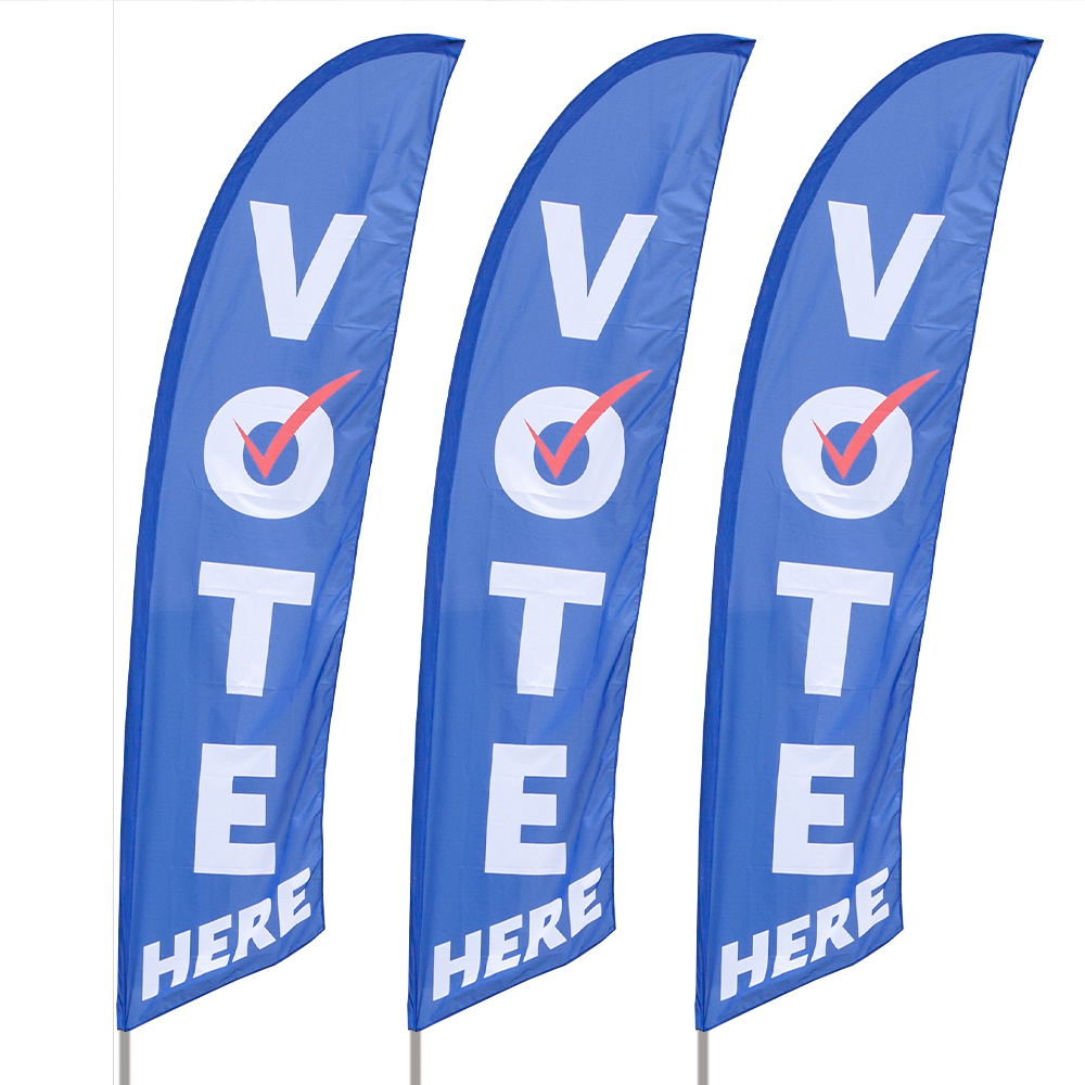 Vispronet Vote Here Feather Flag Kit 3 Pack Bundle, 13.5ft Voting Flag ...
