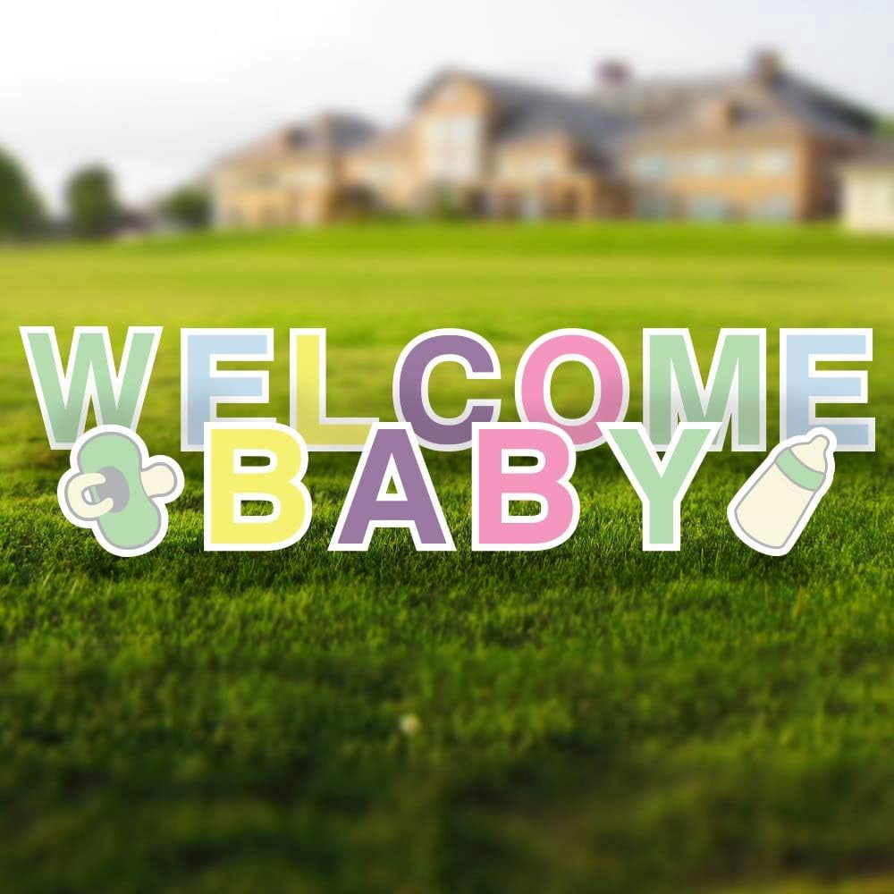 Vispronet Welcome Baby Yard Sign – 18in Tall Yard Letters with Stakes ...