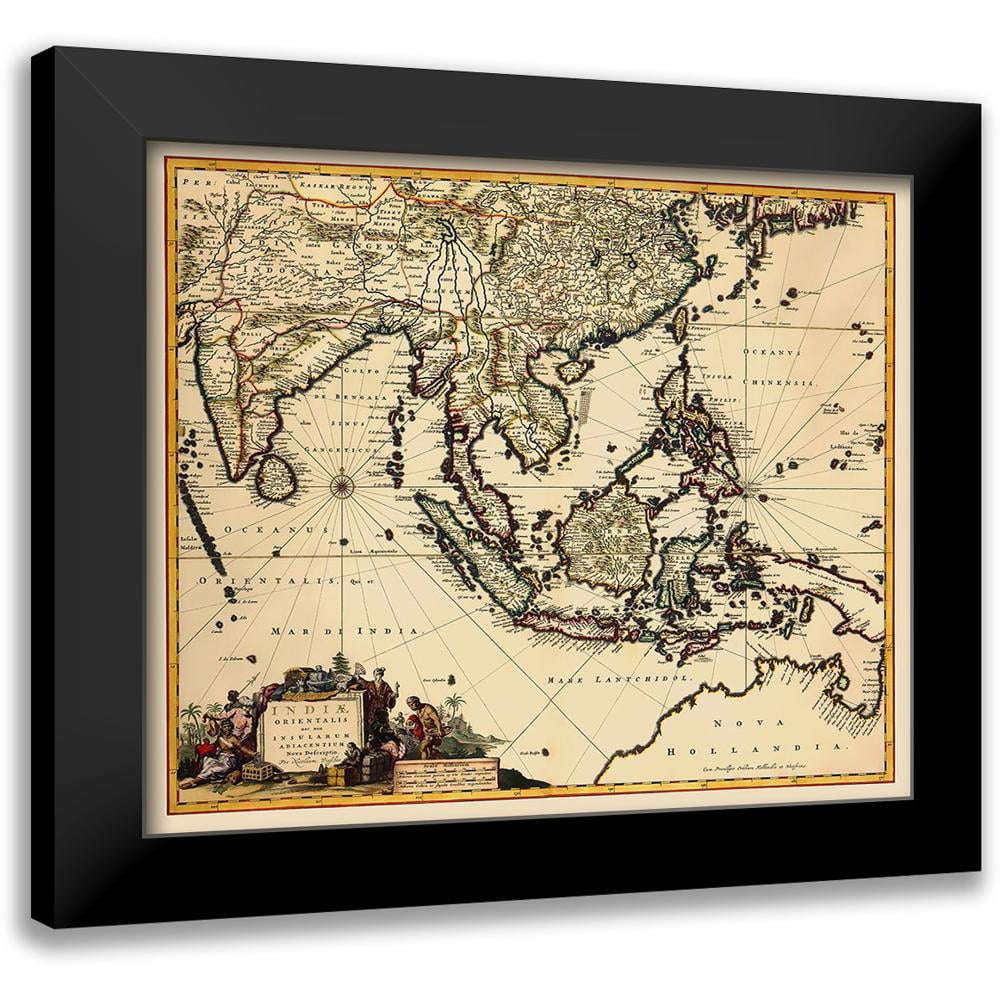 Visscher 14x12 Black Modern Framed Museum Art Print Titled - Southeast ...