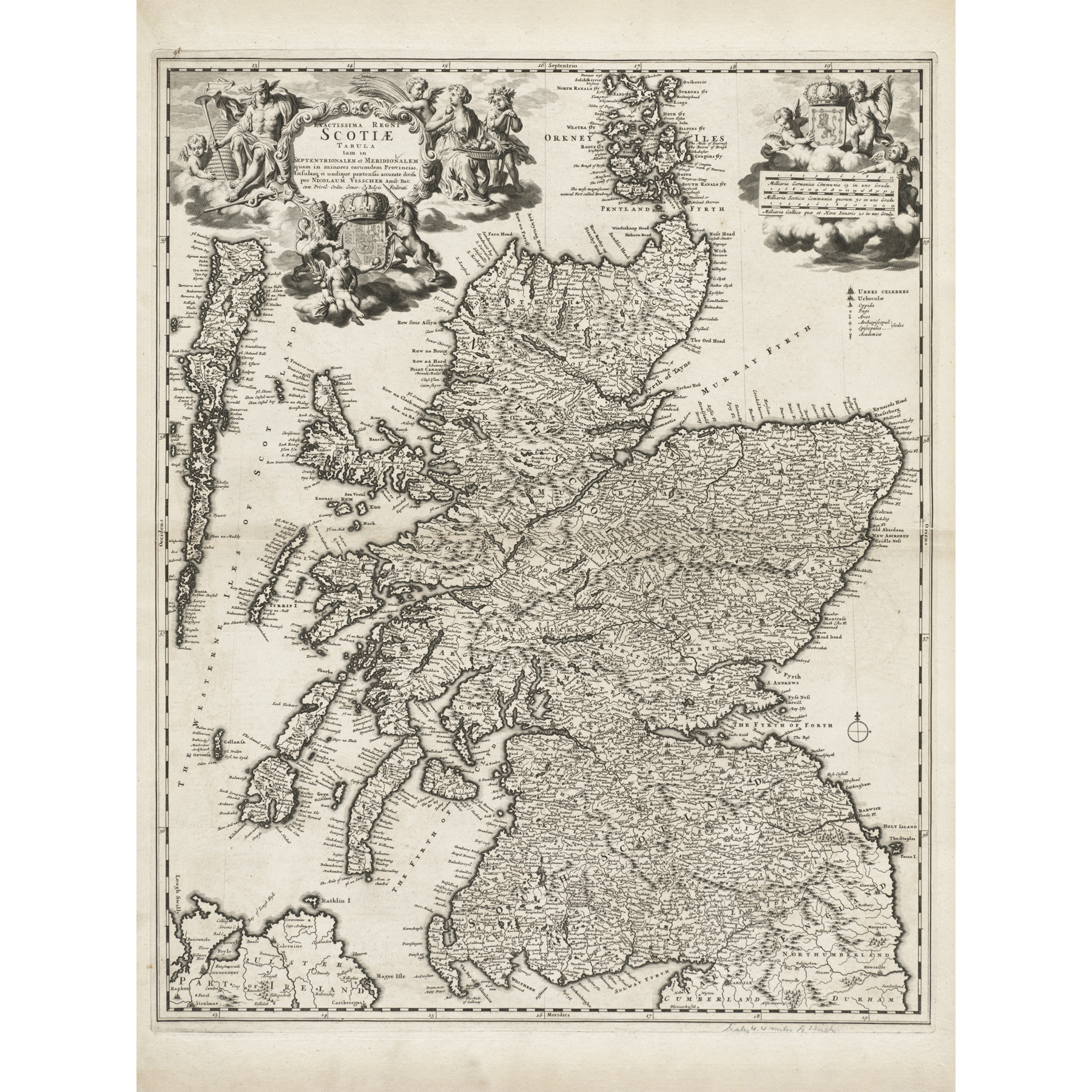 Visscher 1689 Pictorial Map Kingdom Scotland Extra Large Art Print Wall ...