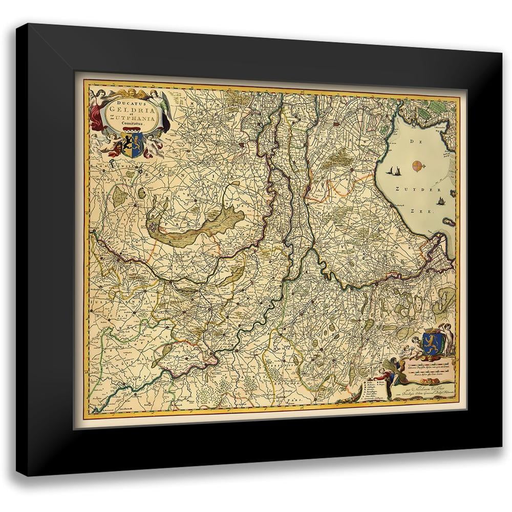 Visscher 17x15 Black Modern Framed Museum Art Print Titled - Gelderland ...