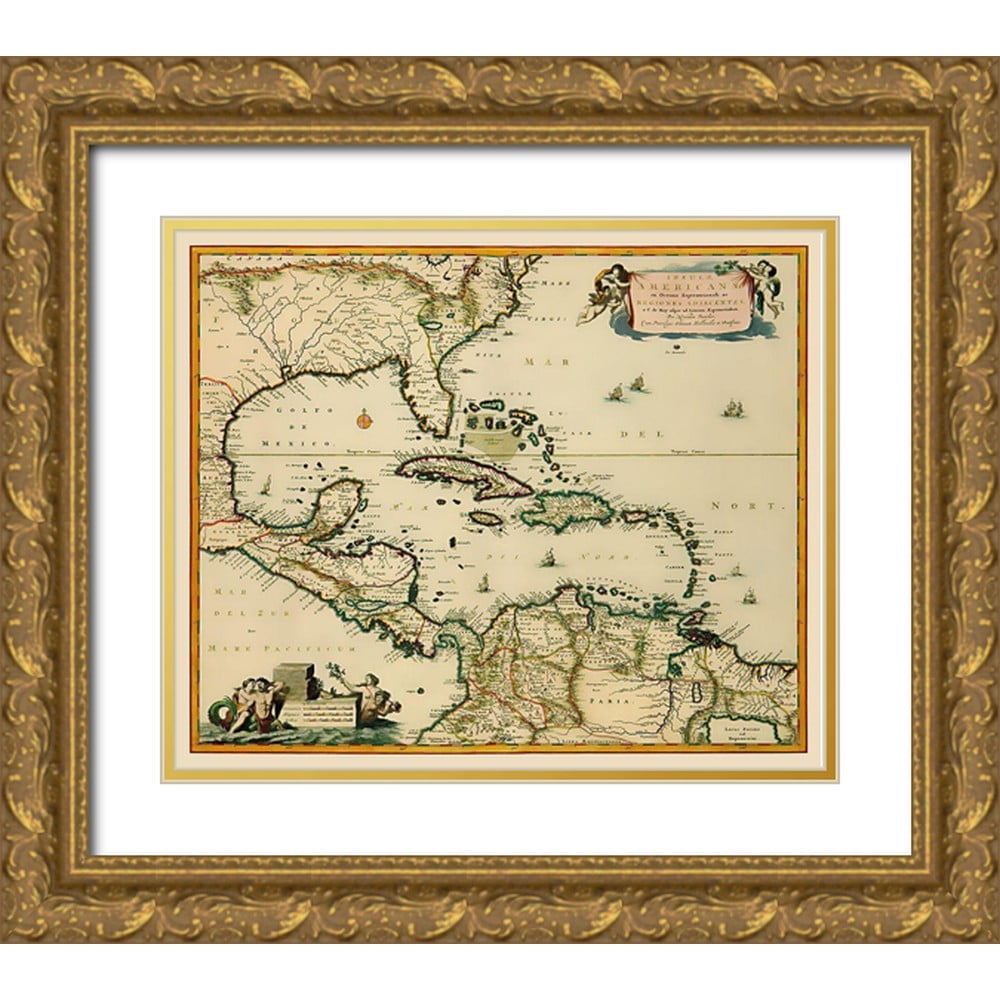 Visscher 17x15 Gold Ornate Wood Framed with Double Matting Museum Art ...