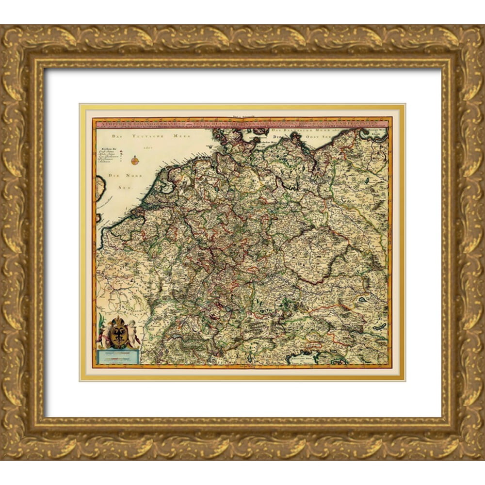 Visscher 17x15 Gold Ornate Wood Framed with Double Matting Museum Art ...