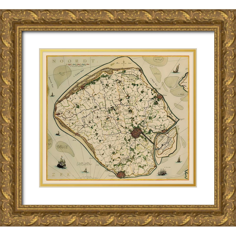 Visscher 17x15 Gold Ornate Wood Framed with Double Matting Museum Art ...