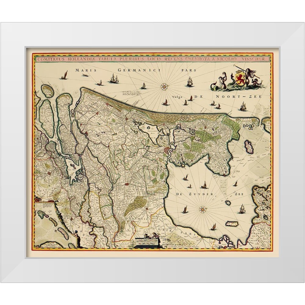 Visscher 17x15 White Modern Wood Framed Museum Art Print Titled ...