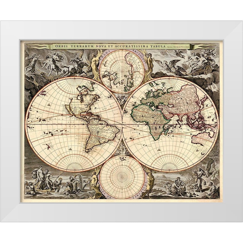 Visscher, Nicolao 14x12 White Modern Wood Framed Museum Art Print ...