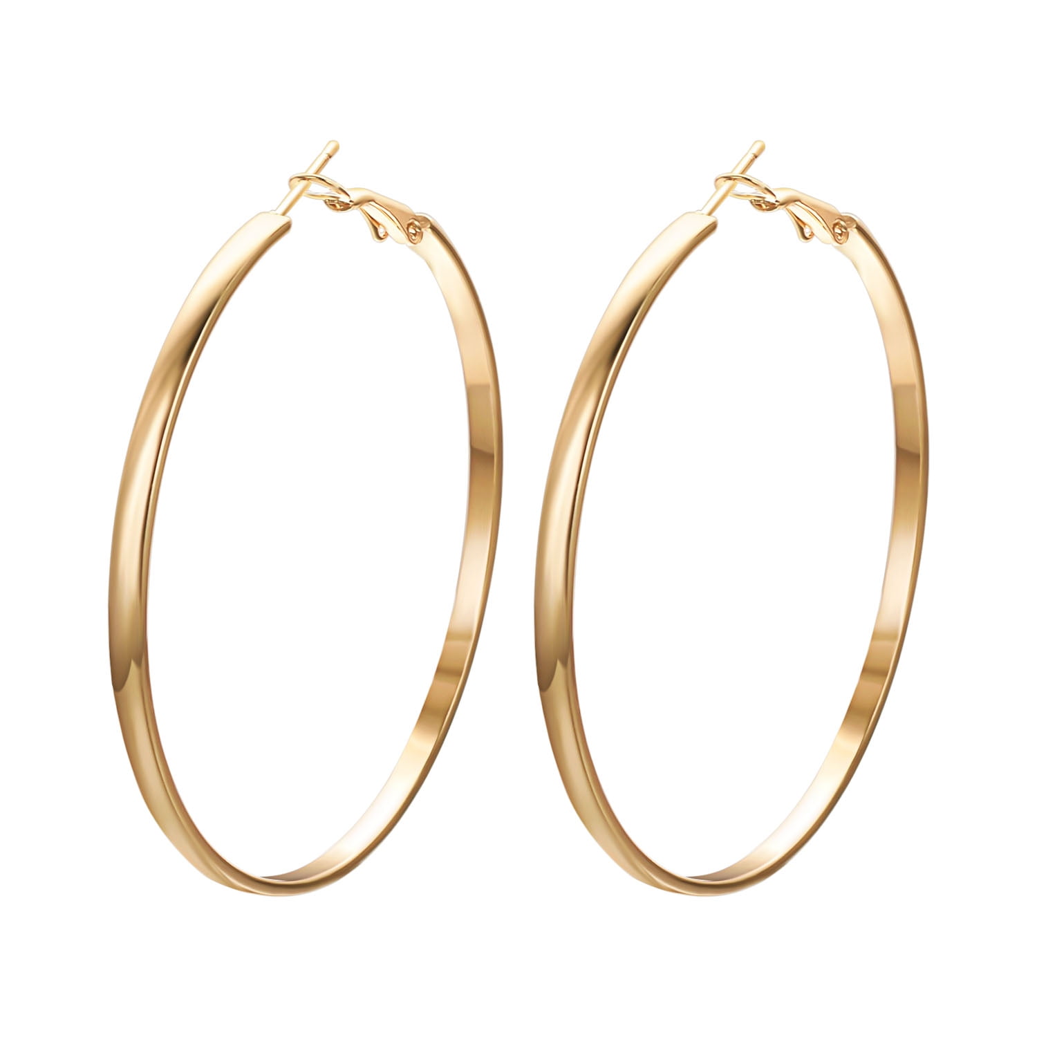 Vissen Big Round Hoop Earrings for Women 50Mm Gold Plated Stainless ...