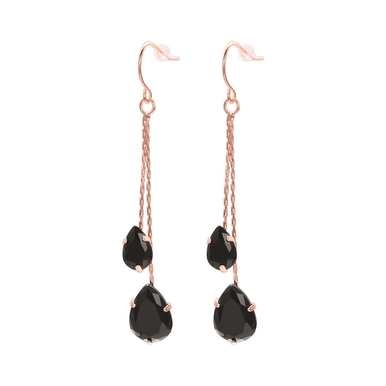 Vissen Black Cubic Zirconia Hook Earrings for Women Trendy Rose Gold ...