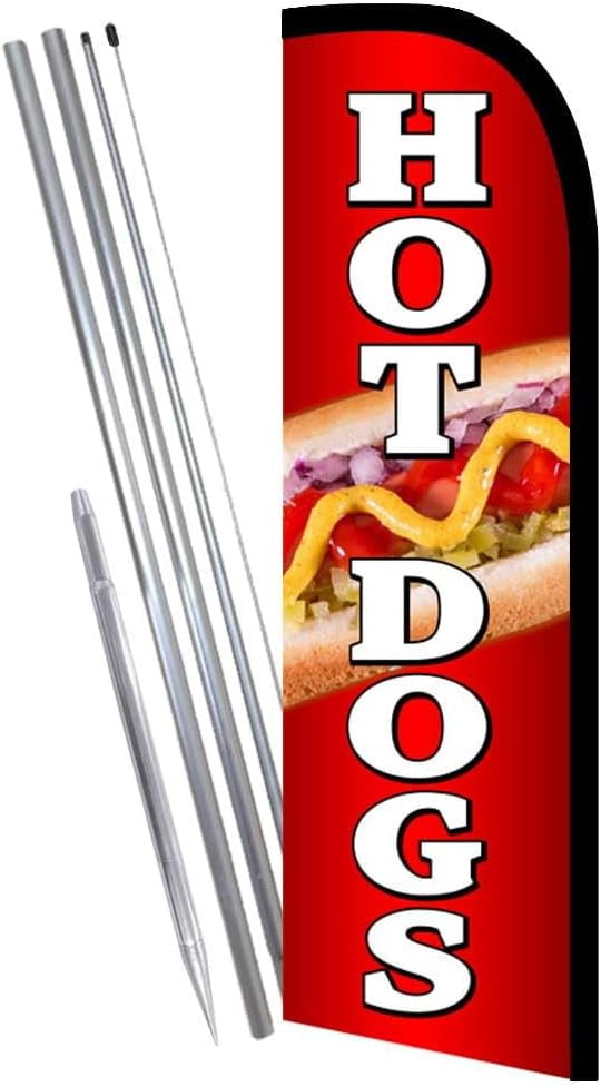 Vista Flags HOT DOGS Premium Windless Feather Flag Kit (Flag, Pole ...