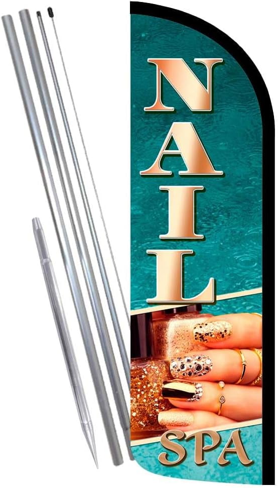 Vista Flags Nail Spa Premium Windless Feather Flag Kit (Flag, Pole ...