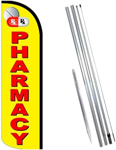Vista Flags PHARMACY (Yellow/Red) Premium Windless Feather Banner Flag ...
